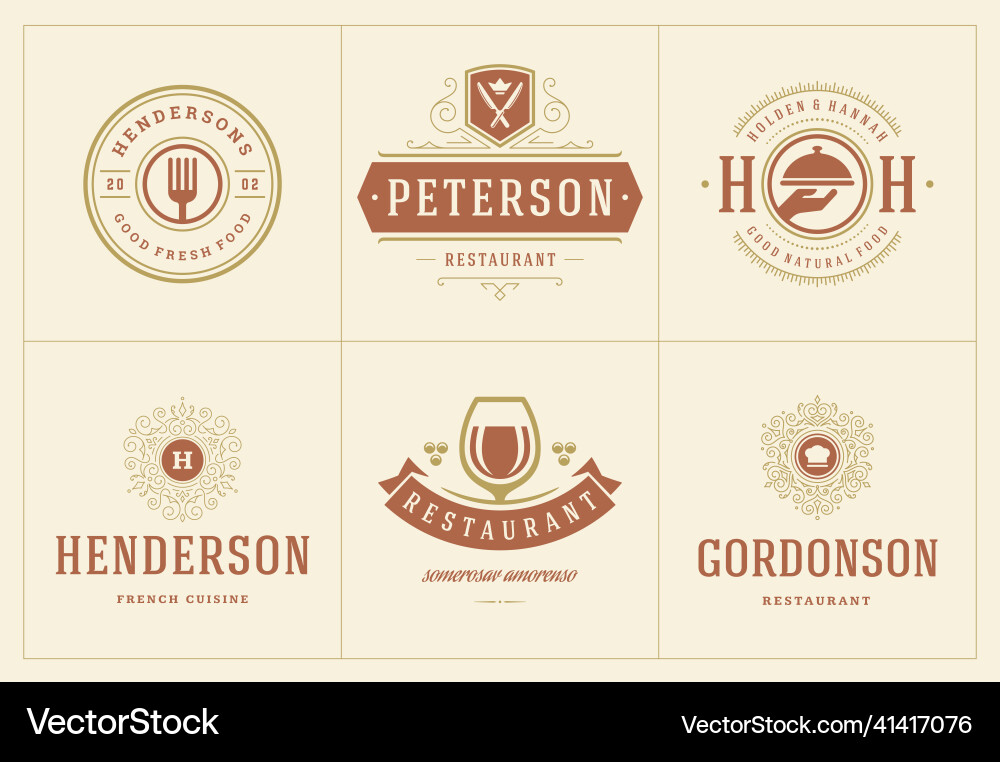 Restaurant logos templates set Royalty Free Vector Image