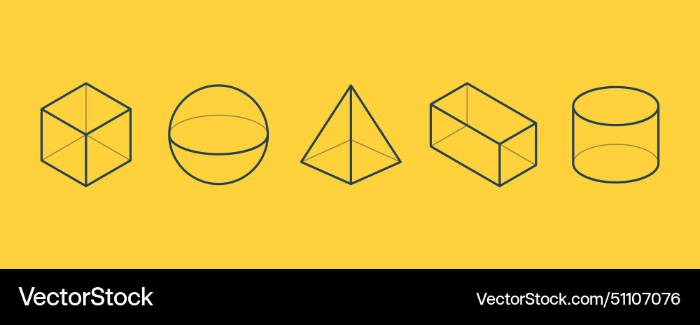 Set of 3d geometric basic shapes icon Royalty Free Vector