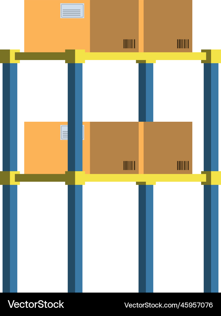 Storage shelves with cardboard boxes cartoon Vector Image