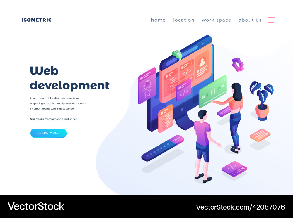 Web development landing page template Royalty Free Vector