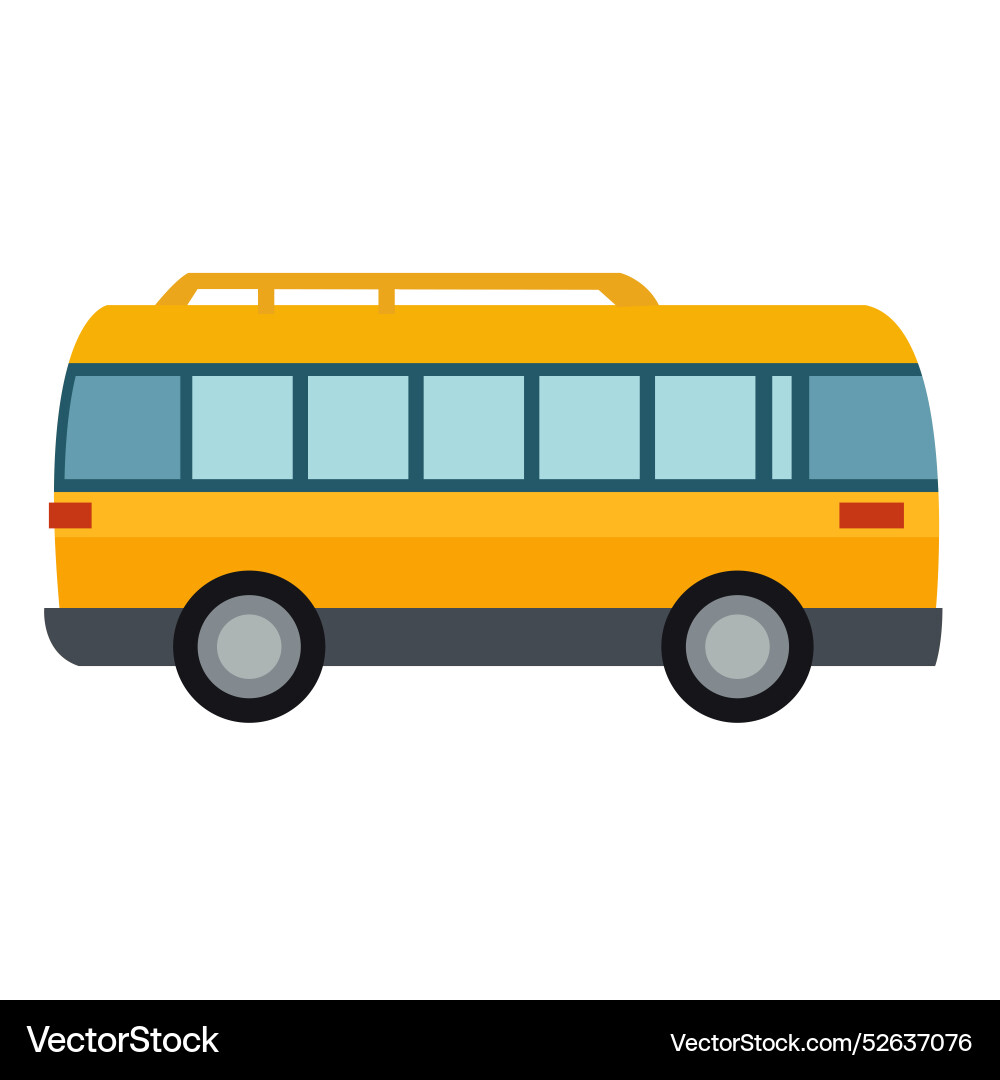 Yellow bus art bus icon in flat design Royalty Free Vector