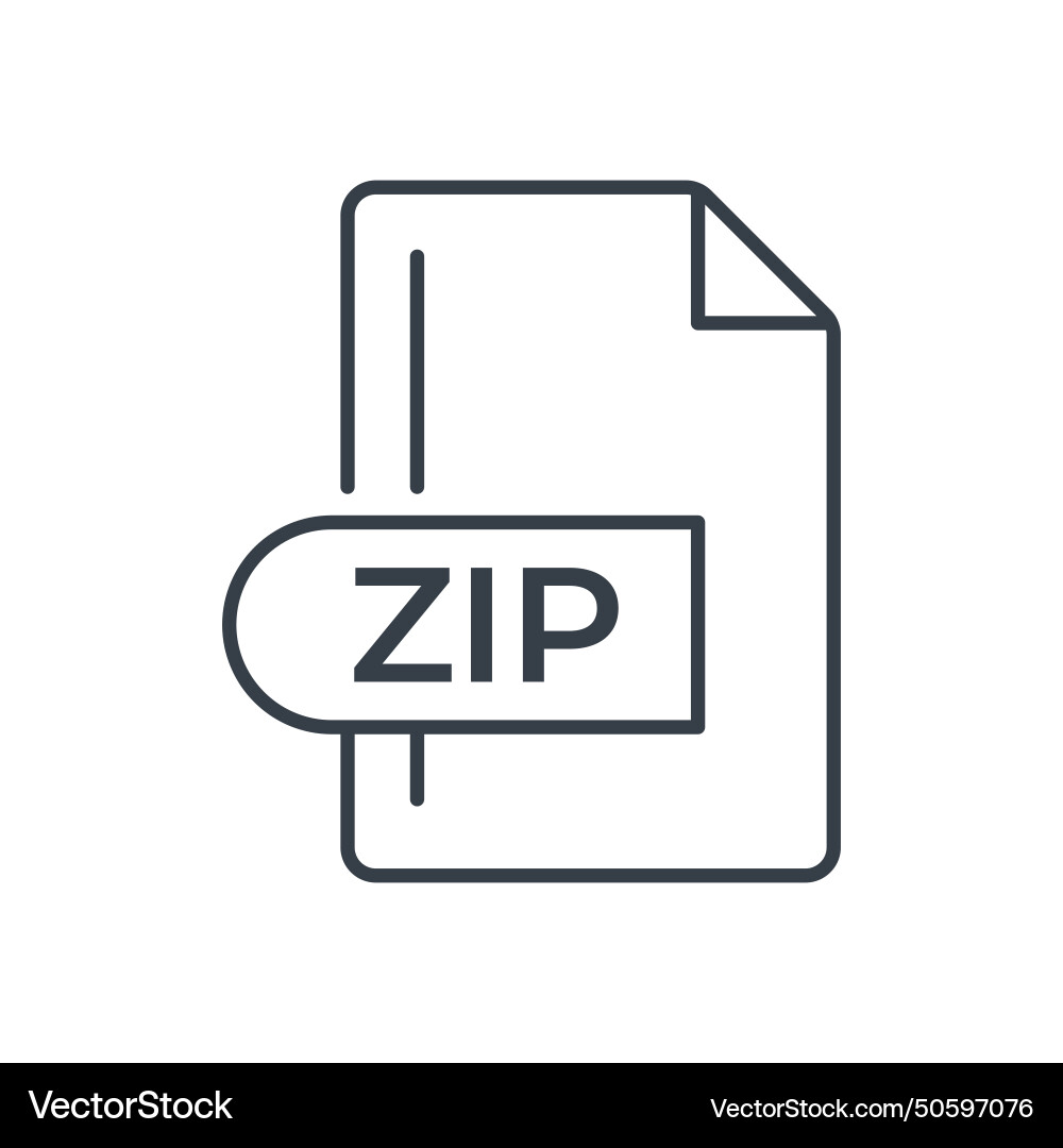 Zip file format icon extension line Royalty Free Vector