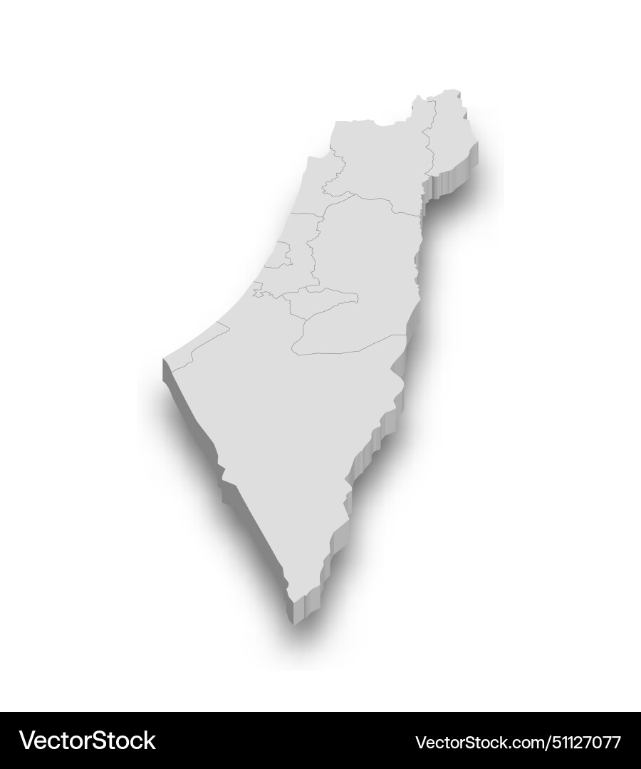 3d israel white map with regions isolated Vector Image