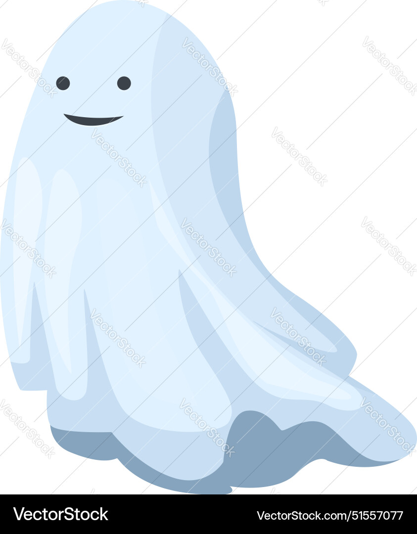 Cartoon ghost is floating with a smile on its face