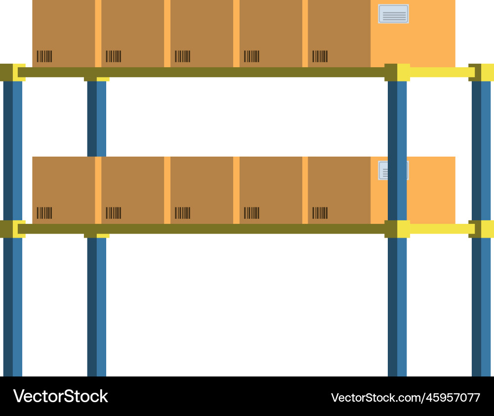 Cartoon warehouse shelves with cargo boxes Vector Image