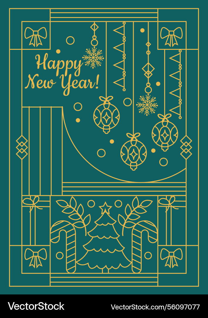 Charming christmas line style card with festive Vector Image