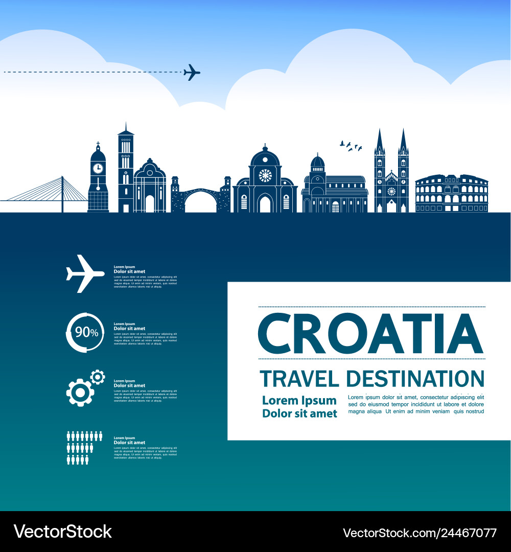 Croatia travel destination Royalty Free Vector Image