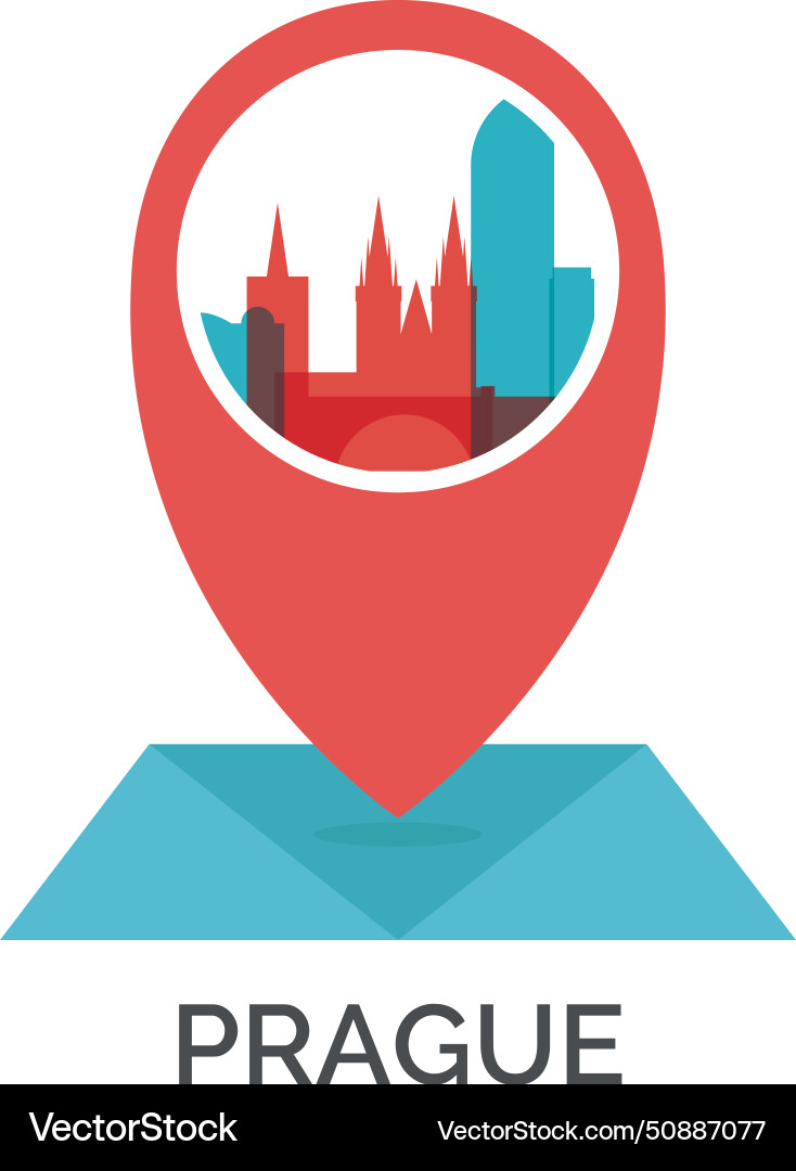 Czech republic prague map city pin point Vector Image