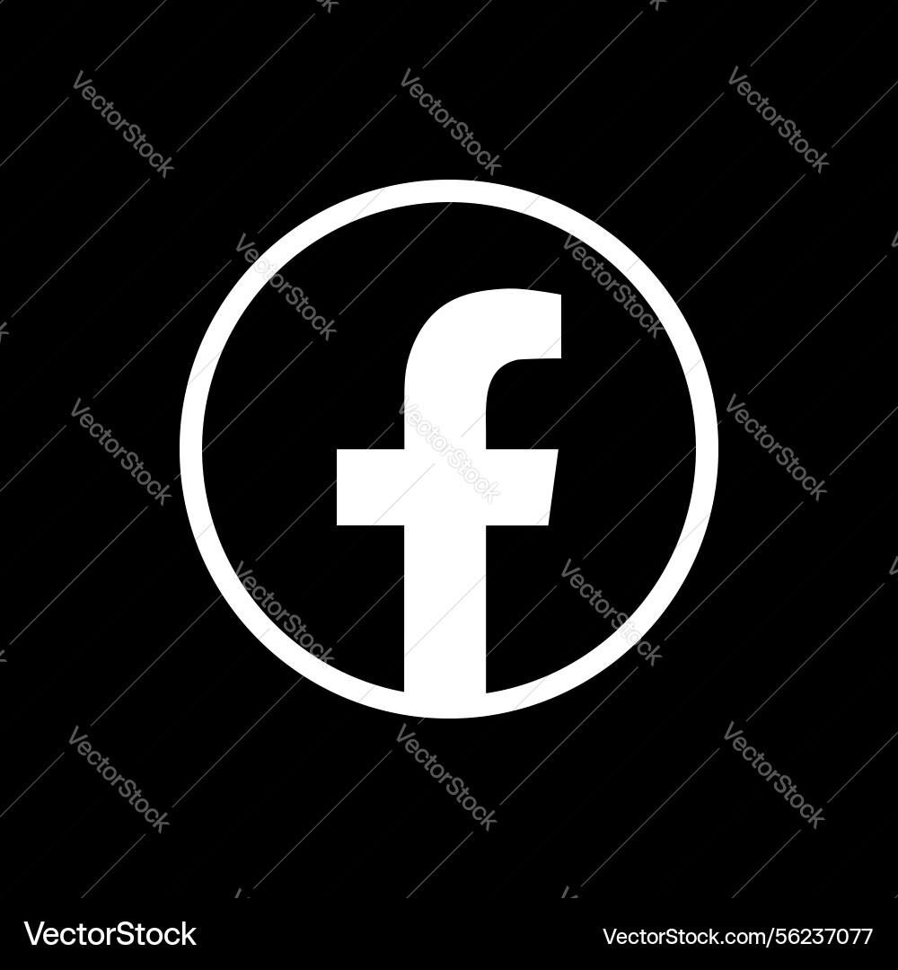 Facebook logo white circle outline icon fb app Vector Image
