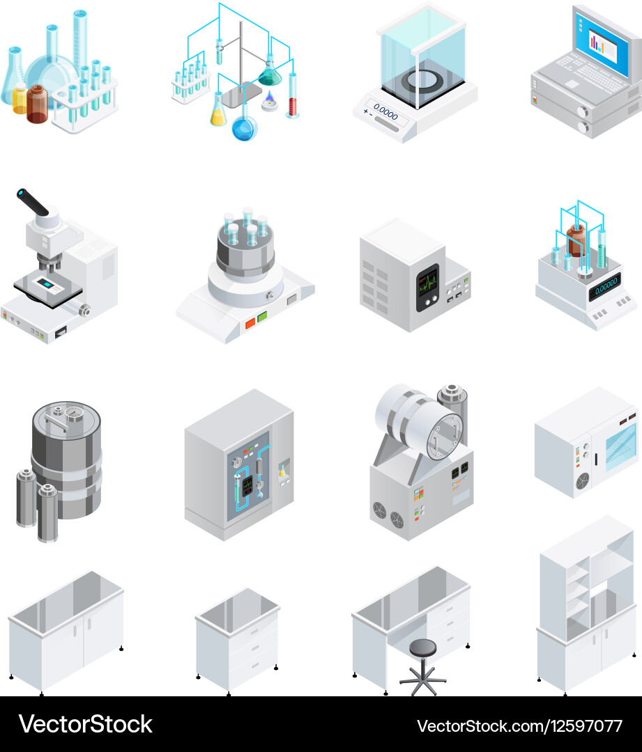 Laboratory equipment icon set Royalty Free Vector Image