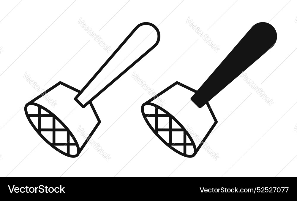 Masher thin line icon set Royalty Free Vector Image