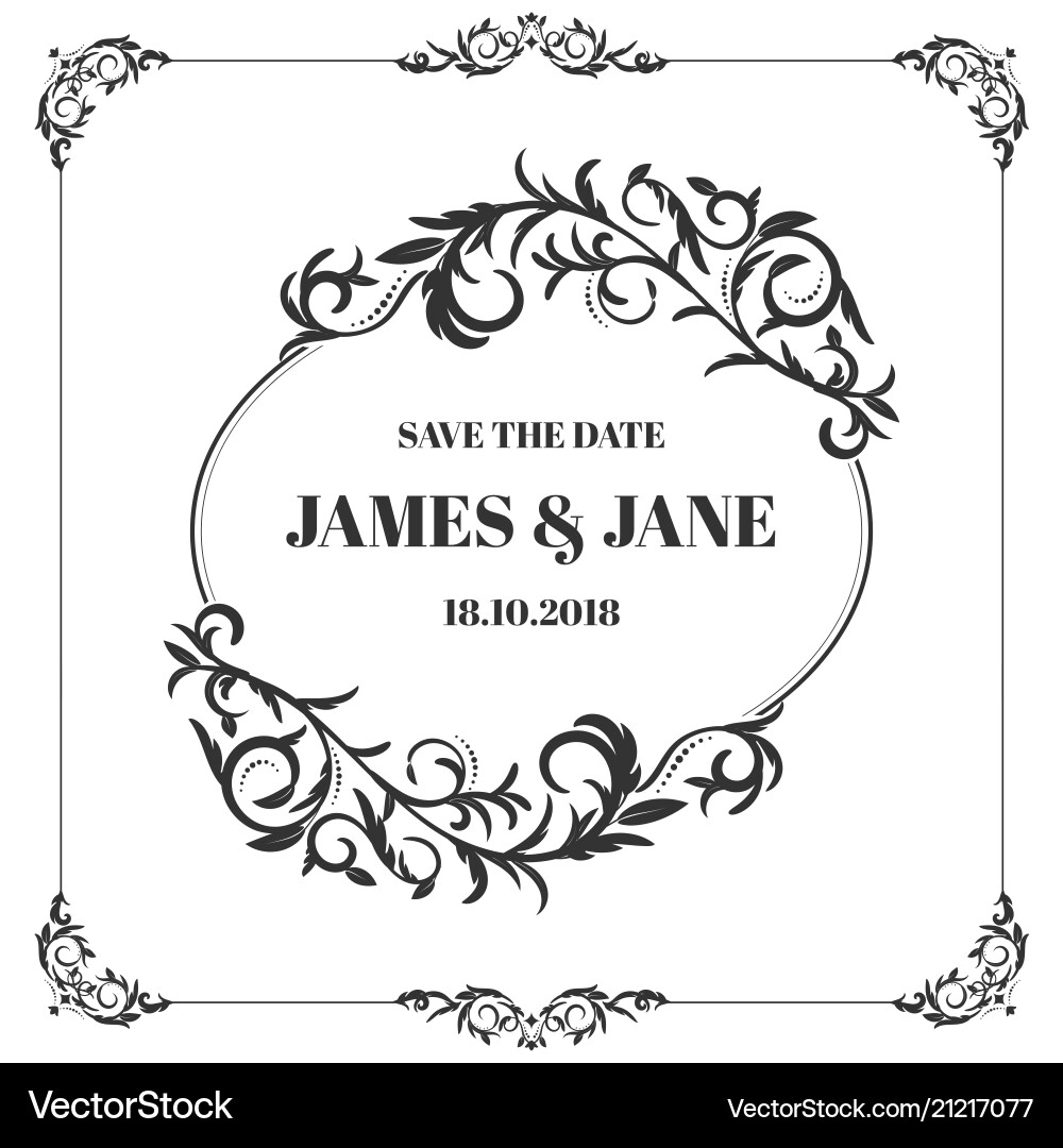 Wedding card frame border Royalty Free Vector Image