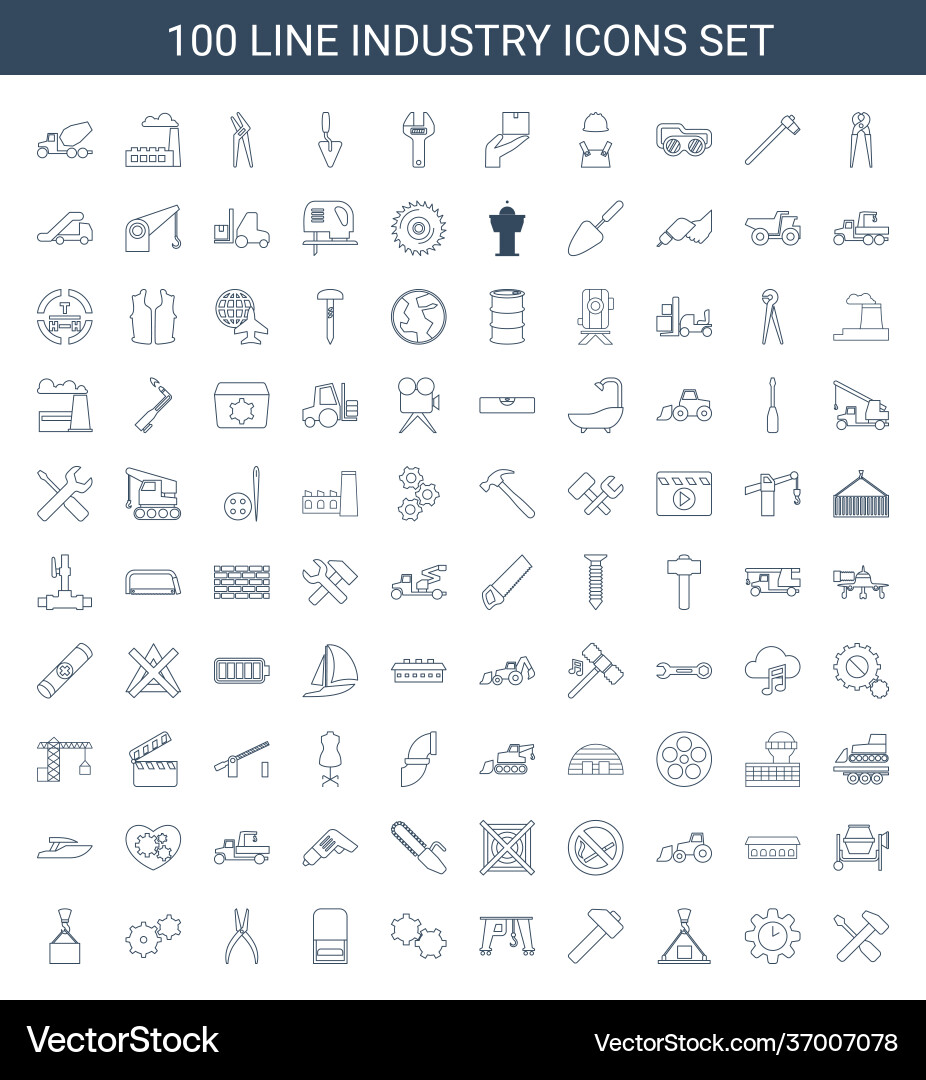 100 industry icons Royalty Free Vector Image - VectorStock
