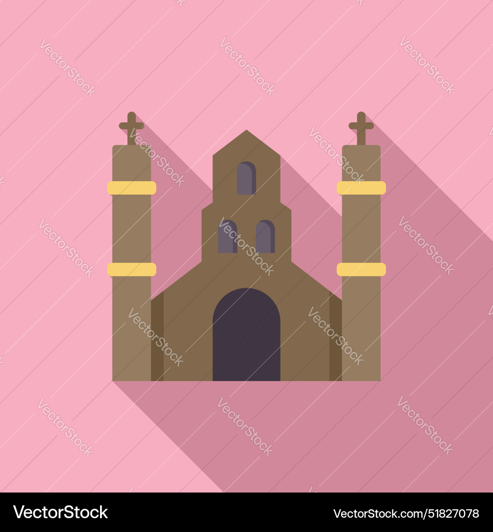 Ancient catholic church building facade with Vector Image