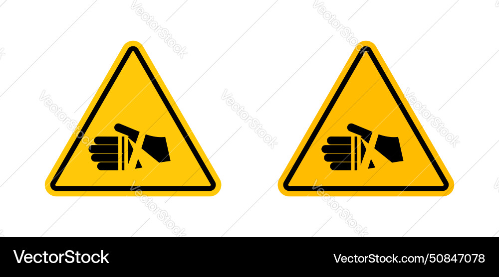 Chemical burns hazard sign icon set caution Vector Image