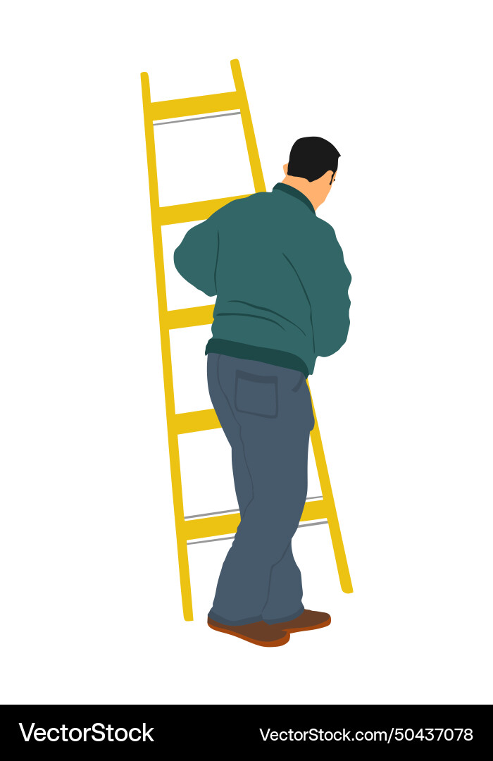 Construction worker with ladders Royalty Free Vector Image