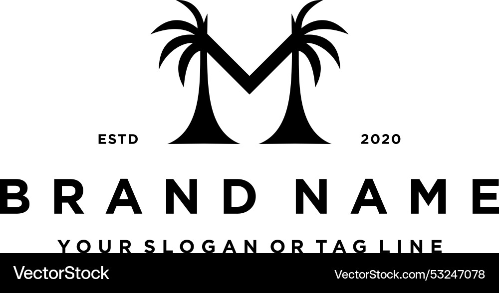 Creative letter m palm logo design concept Vector Image