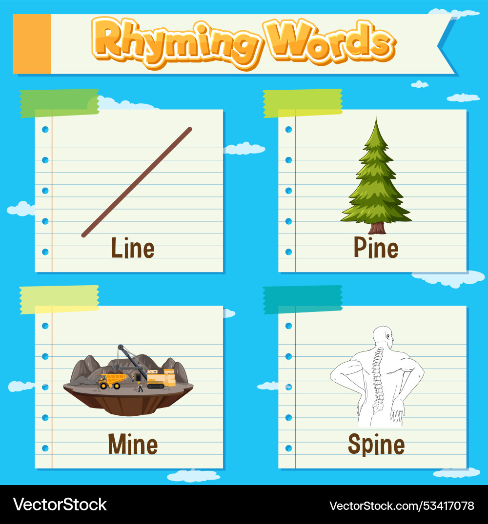 Educational rhyming words with visual examples Vector Image