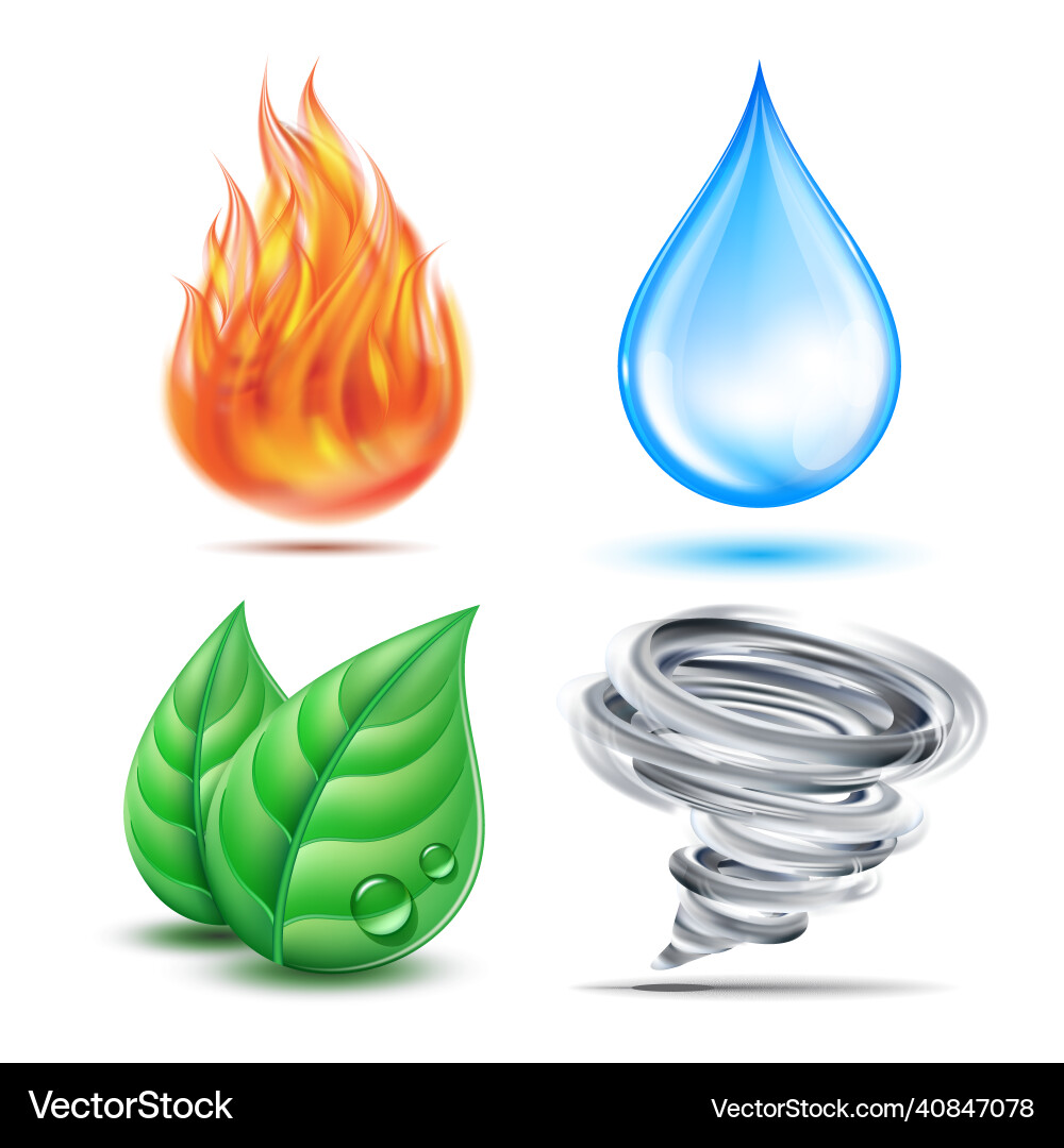 Elemental Symbols - Fire, Water, Earth, Air Vector Image