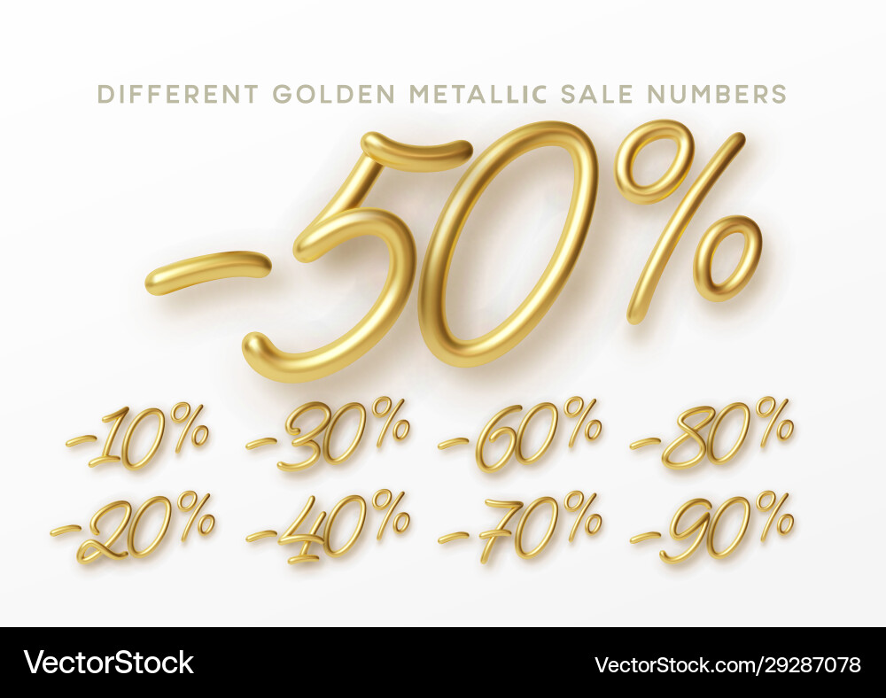 Golden numbers in 3d style with liquid Royalty Free Vector