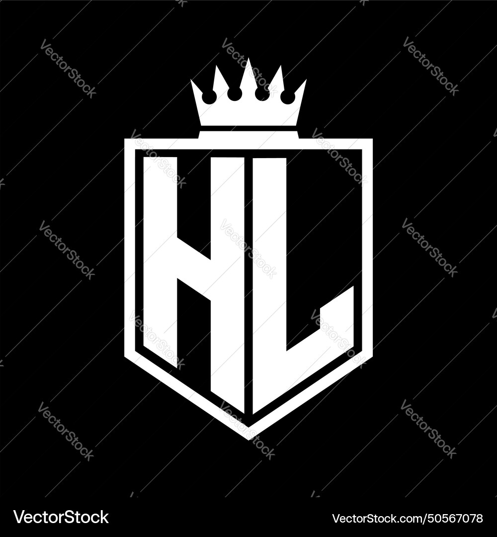 Hl logo monogram bold shield geometric shape Vector Image