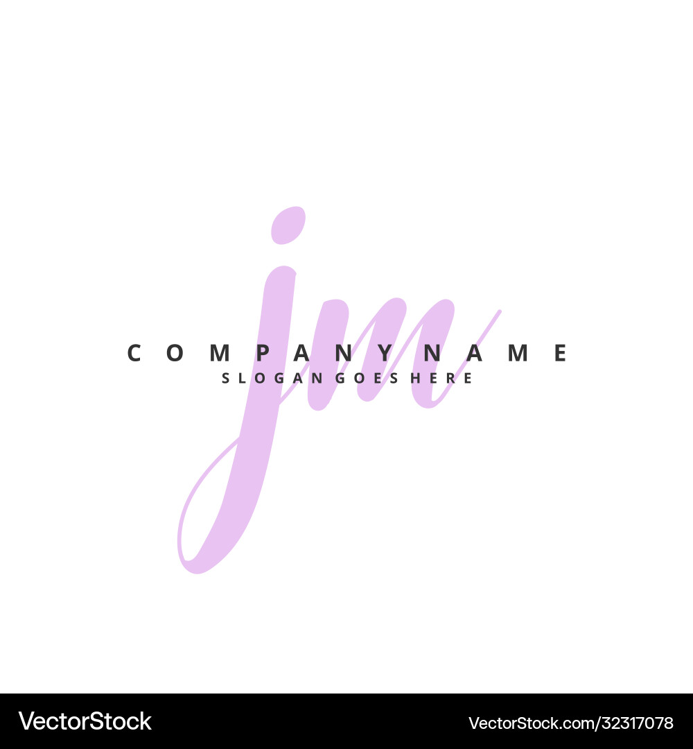 J m jm initial handwriting and signature logo Vector Image