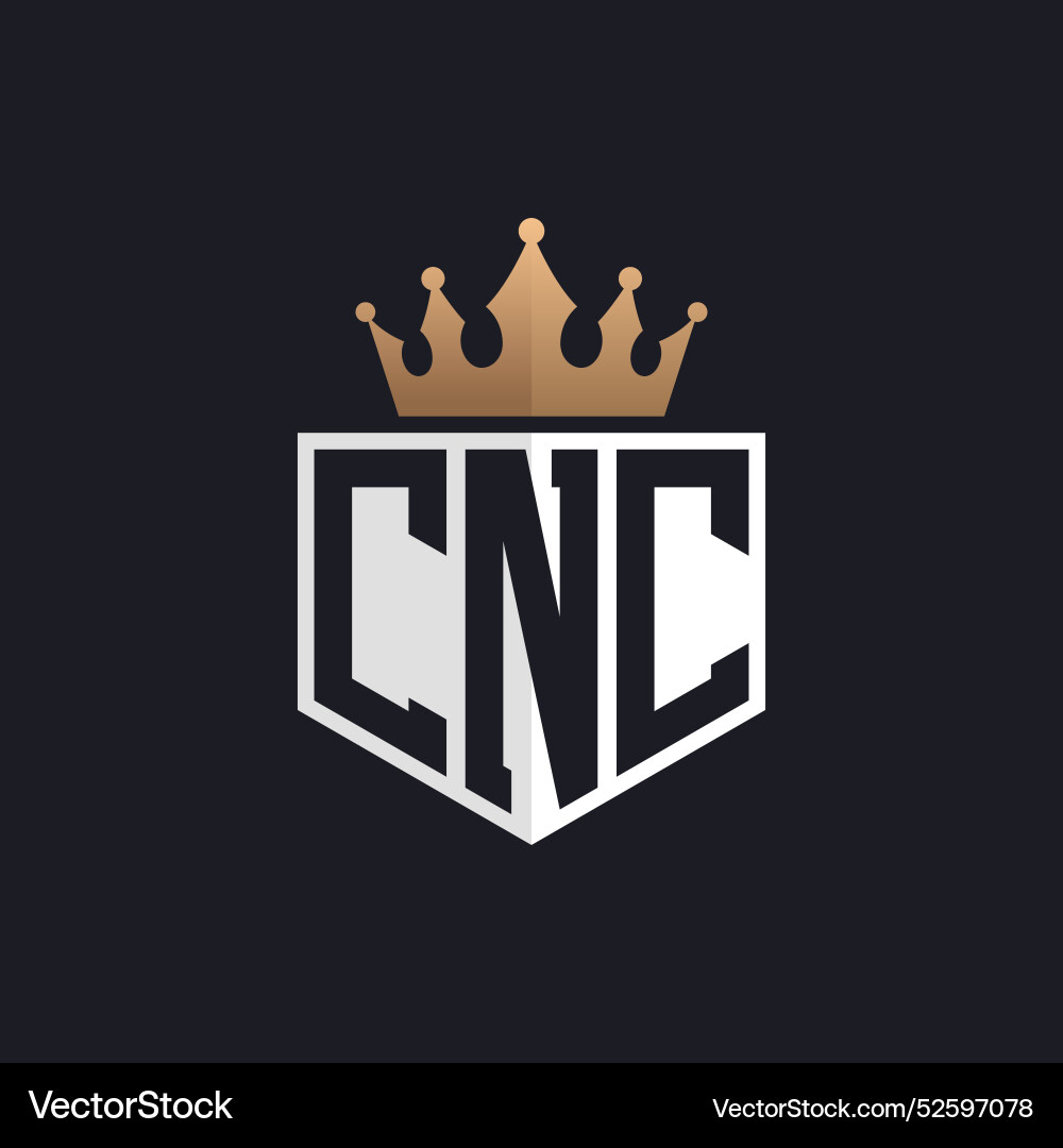 Luxury cnc logo with crown elegant initials Vector Image