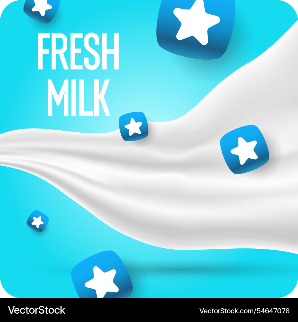 Modern poster fresh milk with splashes Royalty Free Vector