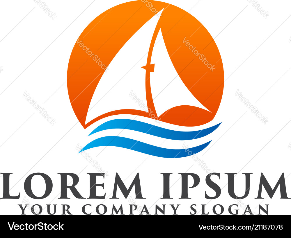 Sail boat summer logo design concept template Vector Image