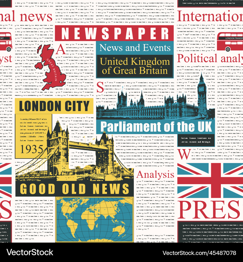 Seamless pattern with uk or london newspaper page Vector Image