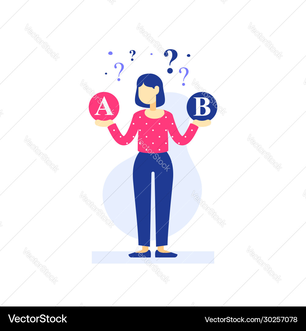 Woman thinking decision making difficult choice Vector Image