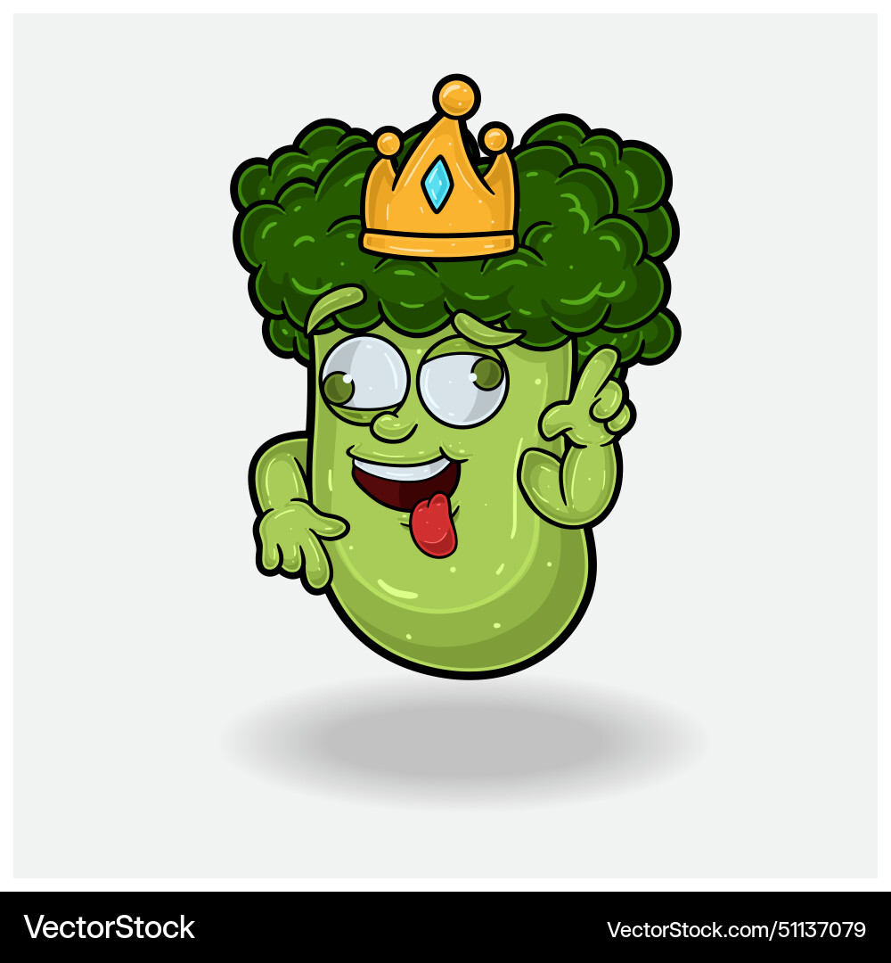 Broccoli character cartoon with crazy expression Vector Image