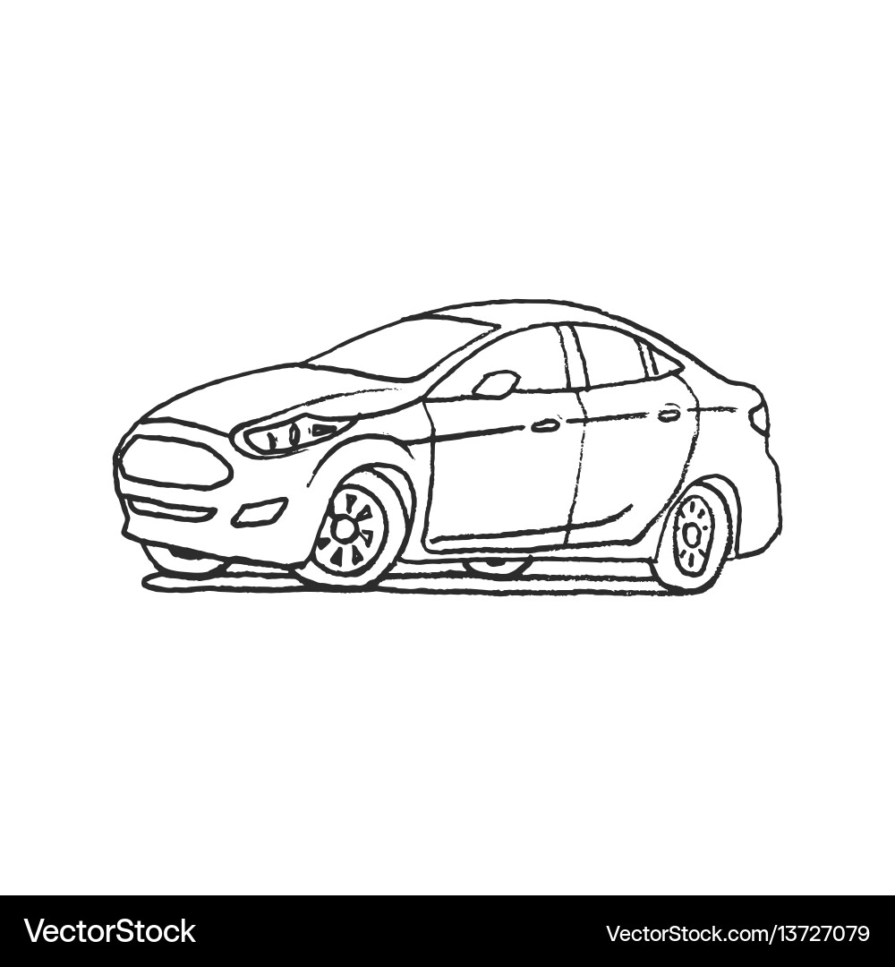 Car hand drawn outline cartoon doodle Royalty Free Vector
