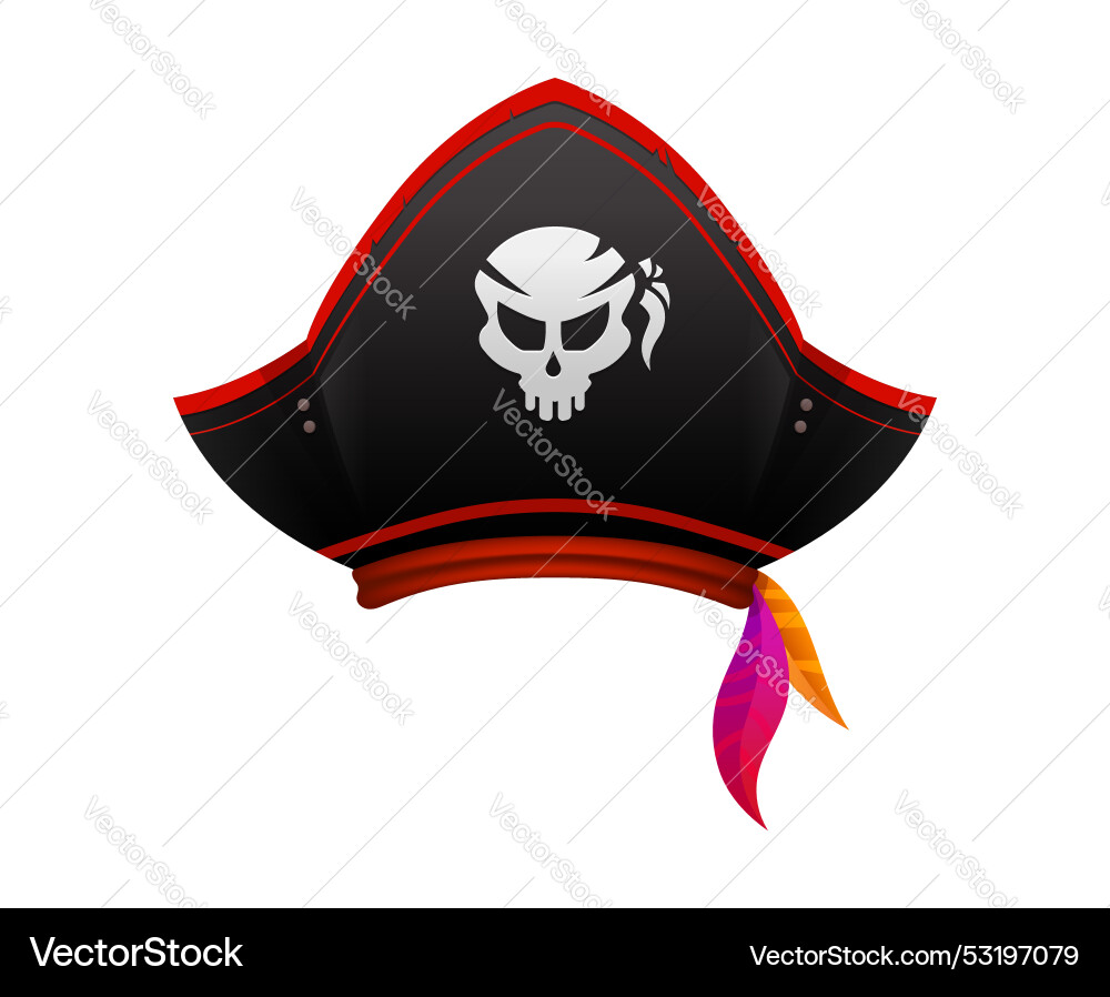 Cartoon pirate hat corsair captain tricorn cap Vector Image