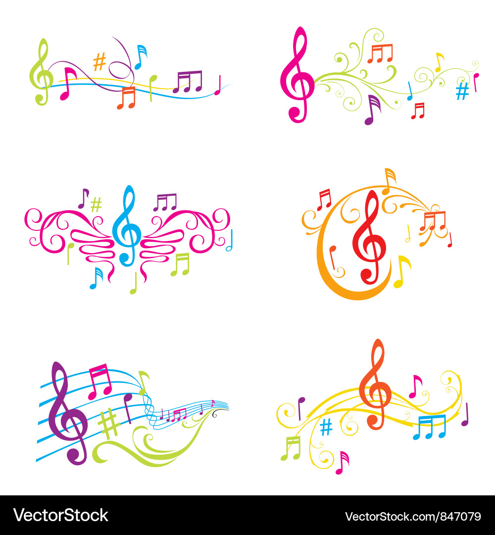 Colorful Musical Notes Set Royalty Free Vector Image