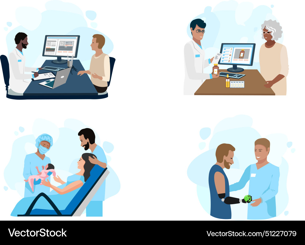 Doctor and patient set Royalty Free Vector Image