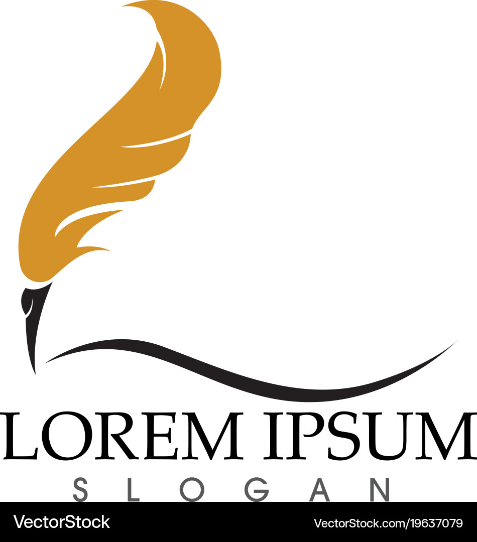 Feather pen write sign logo template app icons Vector Image