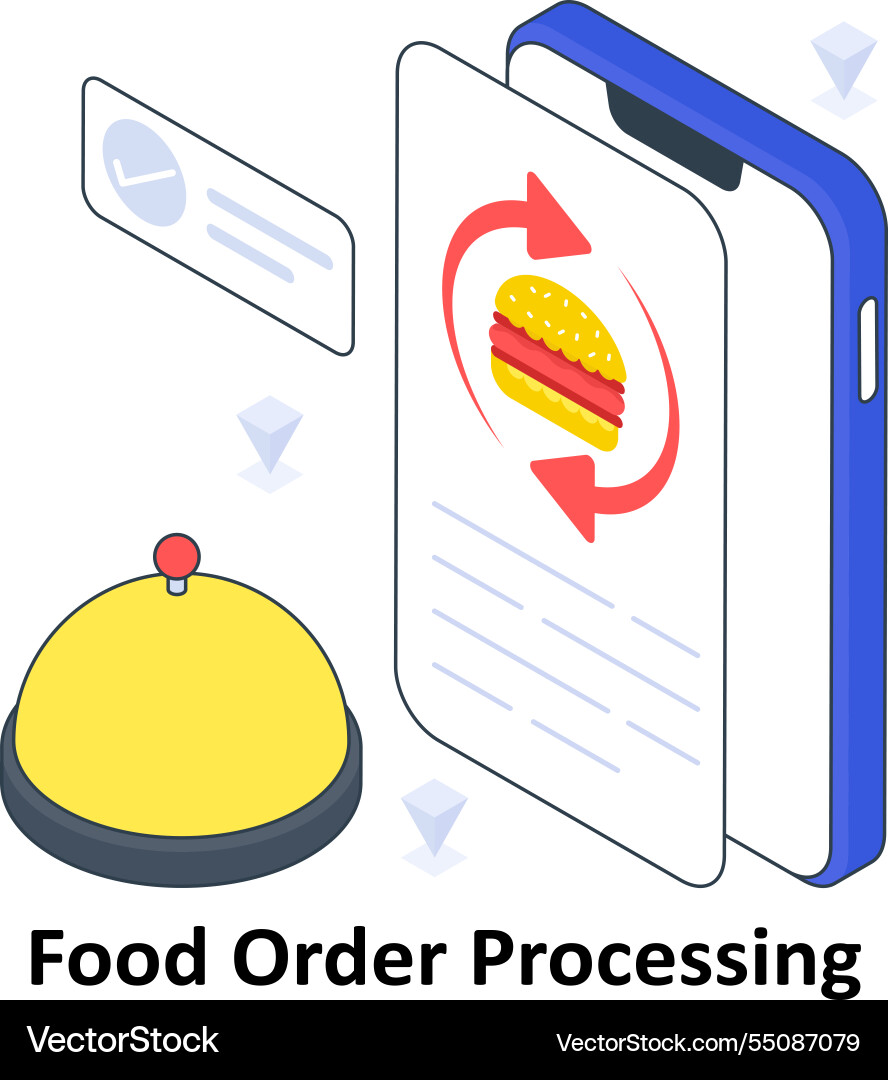Food order processing isometric colored Royalty Free Vector