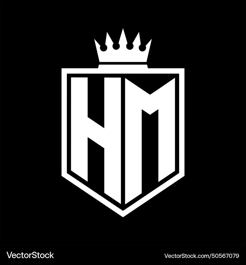 Hm logo monogram bold shield geometric shape Vector Image Hm logo monogram bold shield geometric shape Vector Image