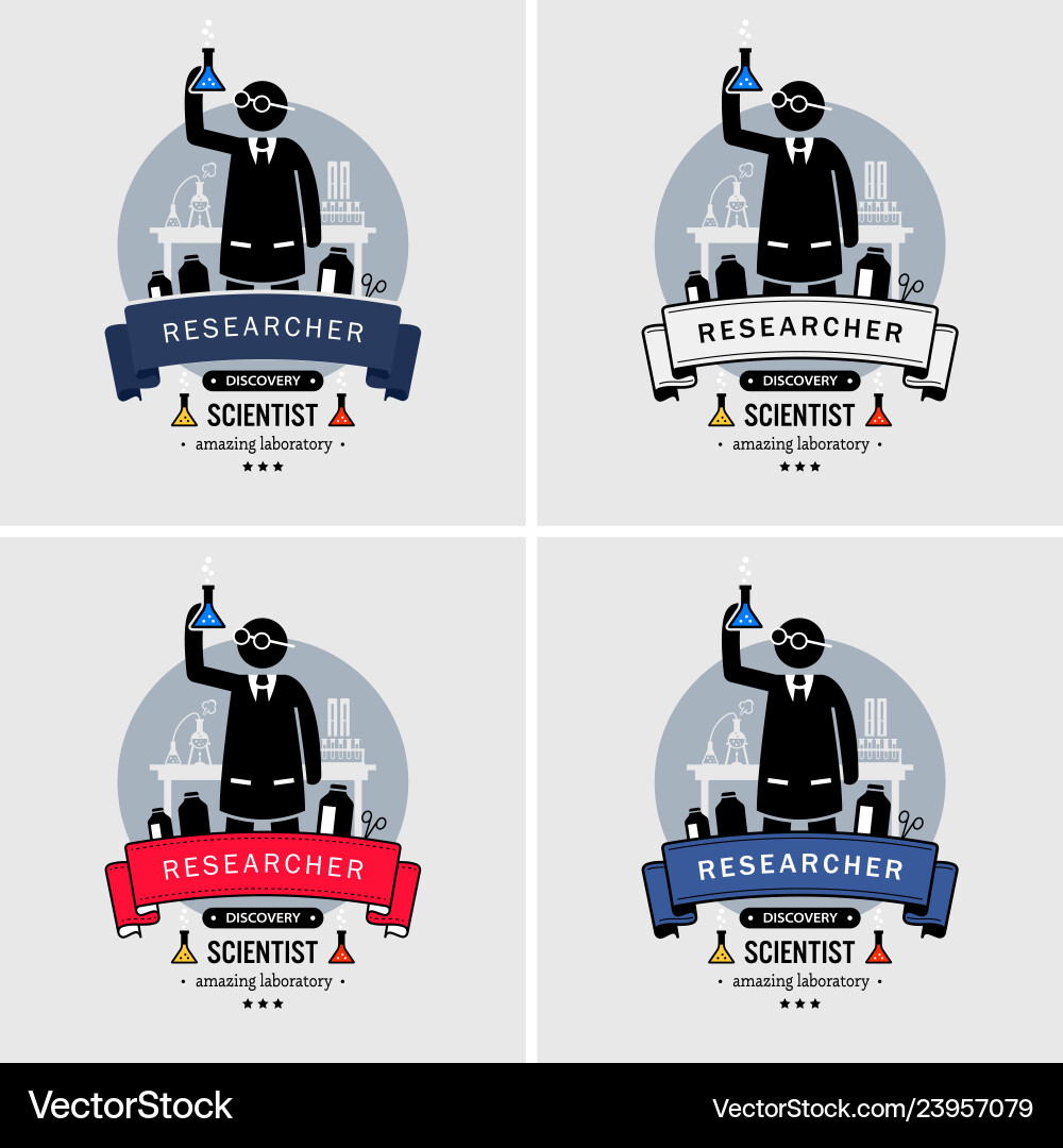 Scientist and lab logo design artwork Royalty Free Vector