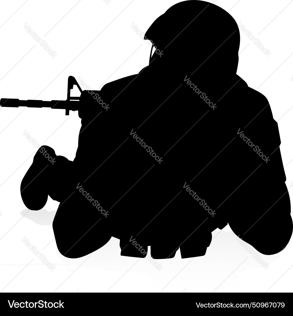Soldier detailed silhouette Royalty Free Vector Image