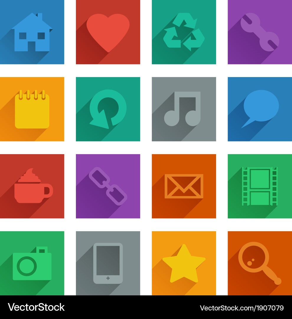 Square media icons set 1 Royalty Free Vector Image