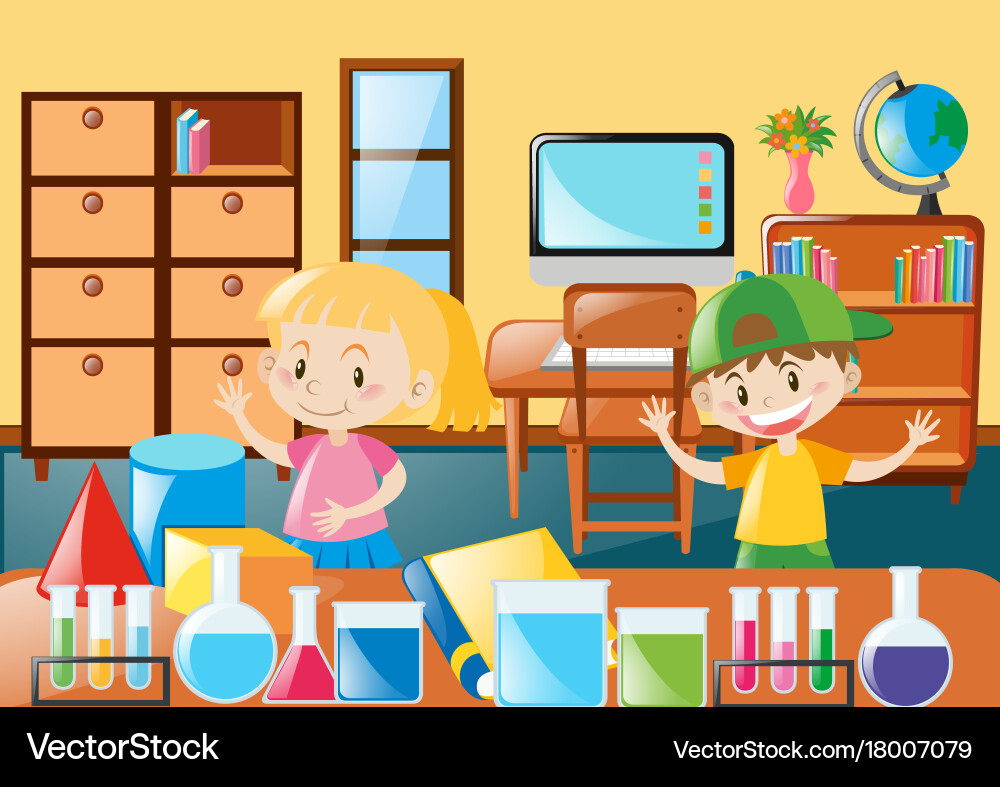 Students learning in classroom Royalty Free Vector Image