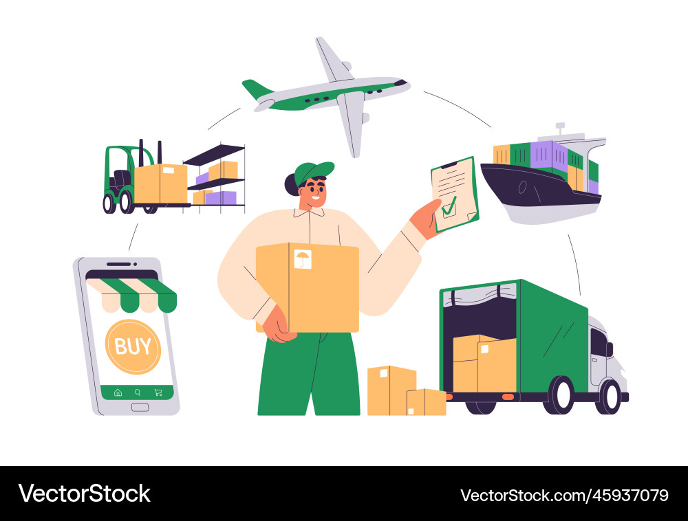 Supply chain management and international Vector Image