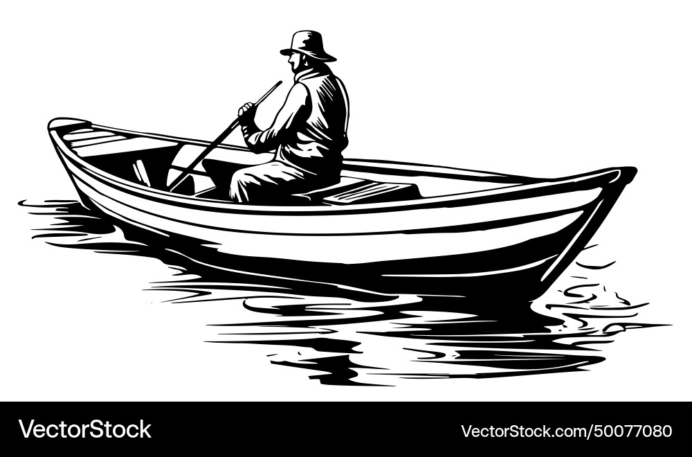 A fisherman in the boat Royalty Free Vector Image