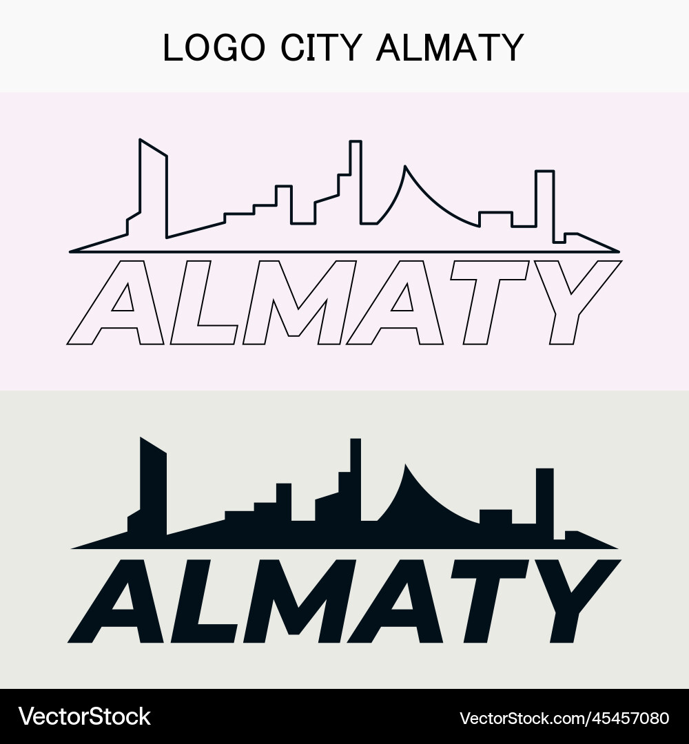 Almaty building logo template with outline style Vector Image