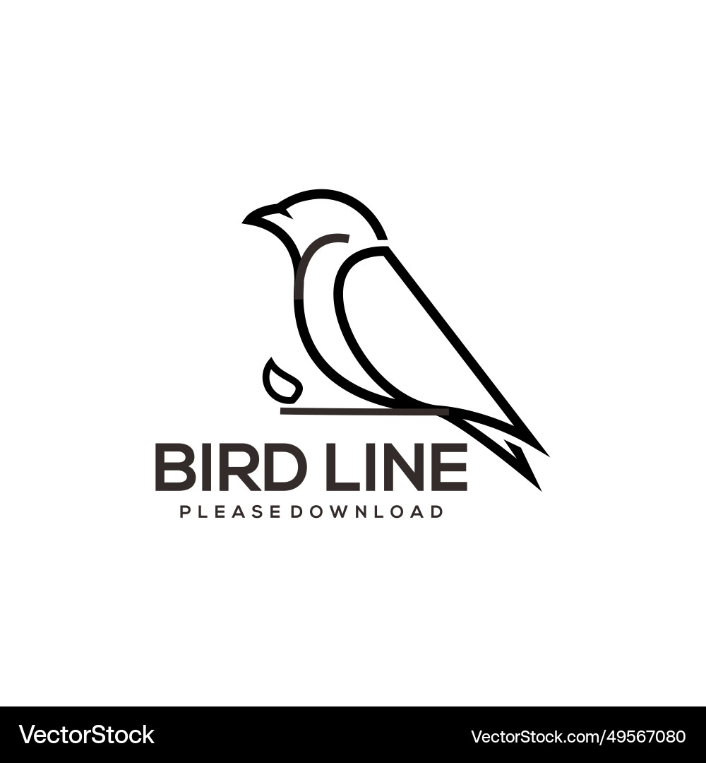 Bird logo line art retro Royalty Free Vector Image