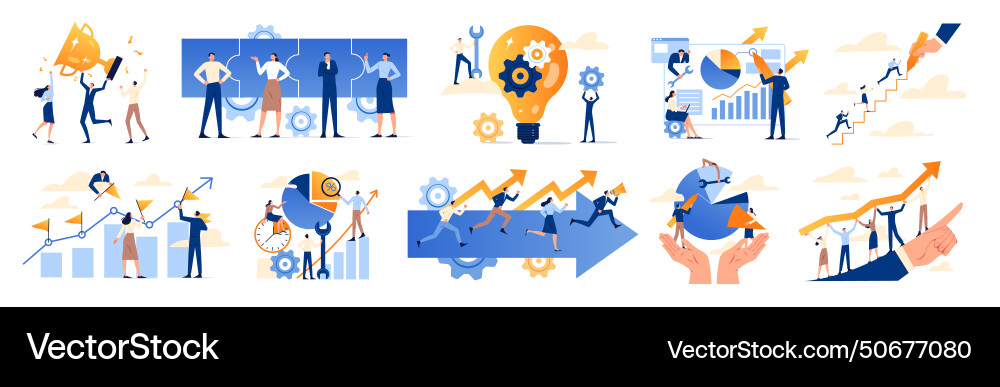 Business people work on tasks Royalty Free Vector Image