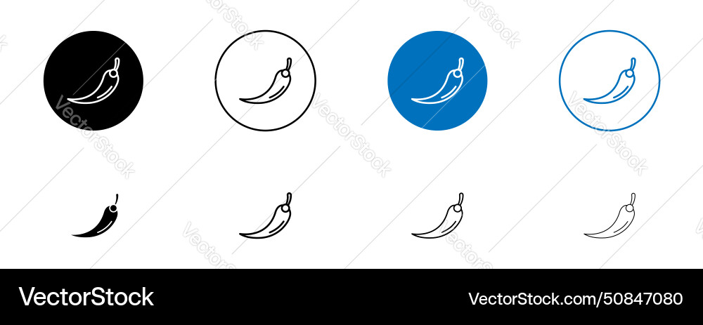 Chilli icon set spicy pepper hot symbol Royalty Free Vector