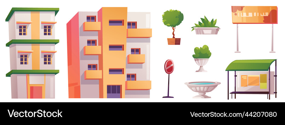 City elements street constructor isolated set Vector Image